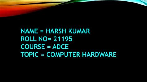Computer Hardware Presentation Pptx