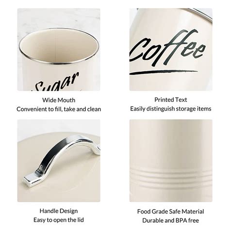 밀폐 뚜껑이 있는 식품 보관 용기 4개 세트 밀가루 설탕 차 커피용 주방 보관 용기 식품 보관 용기 세트 구매 대형 보관함 뚜껑이 있는 대형 보관함 Product