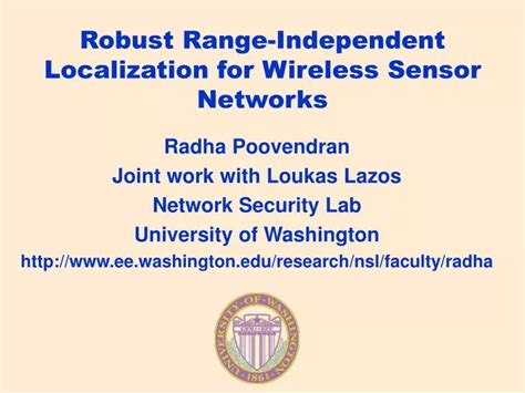 Ppt Robust Range Independent Localization For Wireless Sensor Networks Powerpoint Presentation
