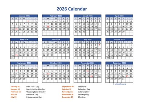 Wiki Calendar 2026 Free Printable Templates