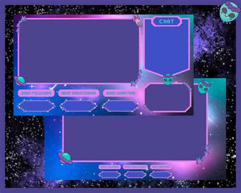 Cute Kawaii Aqua Alien Twitch Package Blue And Purple Animated