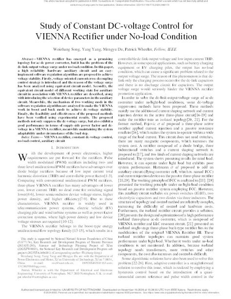 Study Of Constant Dc Voltage Control For Vienna Rectifier Under No Load