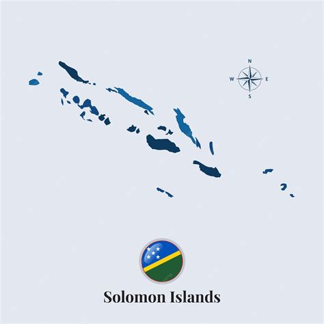 Premium Vector Solomon Islands Map With Flag Solomon Islands Flag Map