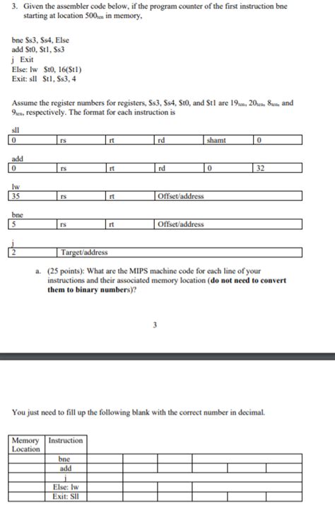 Solved 3 Given The Assembler Code Below If The Program