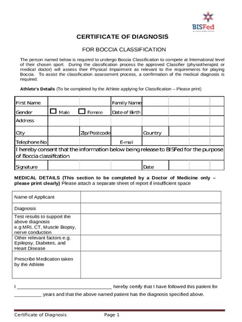 2021 2026 Form Bisfed Certificate Of Diagnosis Fill Out Sign And Share
