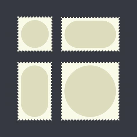 Set Blank Postage Stamp Template Color Editable Oothed Border Mailing