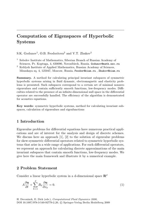 Pdf Computation Of Eigenspaces Of Hyperbolic Systems