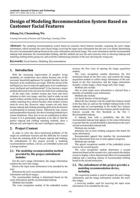 Pdf Design Of Modeling Recommendation System Based On Customer Facial Features