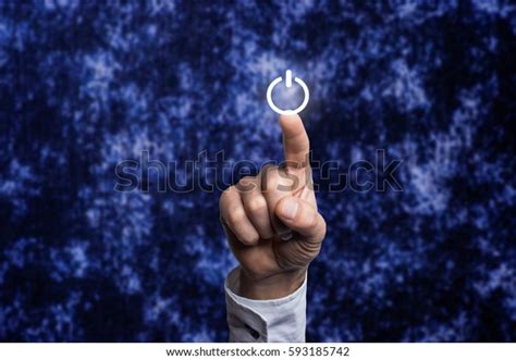 Hand Pressing Power Button Stock Photo 593185742 Shutterstock