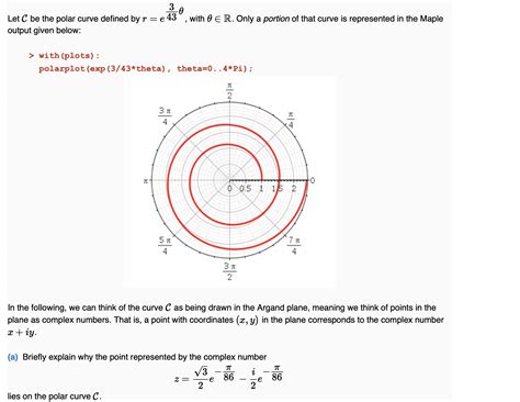 Solved Let Mathcal C Be The Polar Curve Defined Chegg