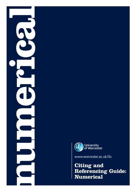 Citing And Referencing Guide Numerical University Of Worcester