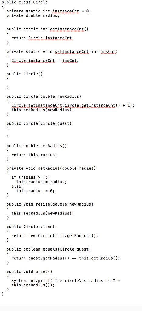 Solved Public Class Circle Private Static Int Instancent