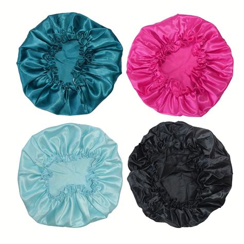 4pcs Satin Bonnet Soie Bonnet Cheveux Bonnet Pour Dormir Réutilisable Ajustant Soins Des