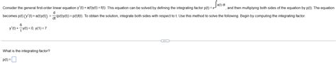 Solved Consider The General First Order Linear Equation