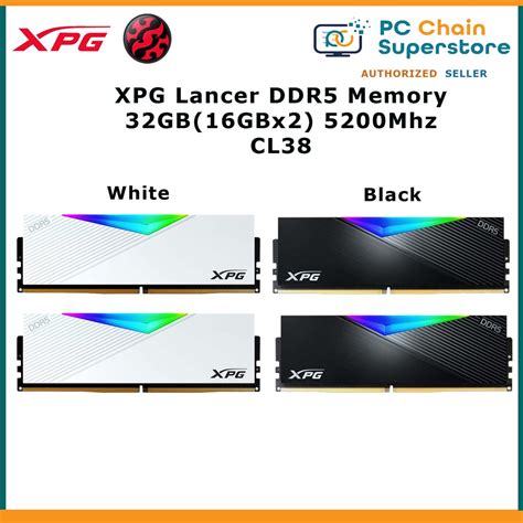 Adata Xpg Lancer Rgb 32gb 2x16gb 5200mhz Cl38 Ddr5 Gaming Memory Ram Black White Shopee