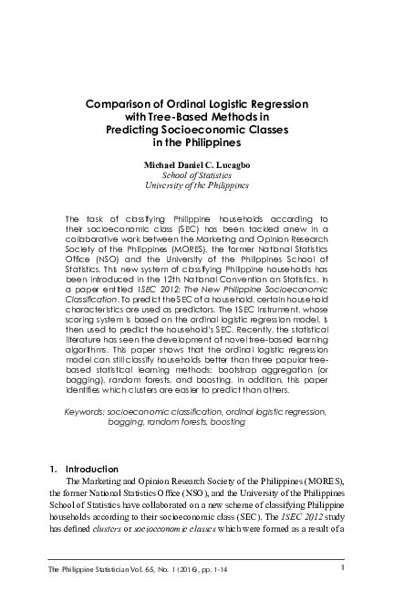 pdf ordinal regression vs tree based methods for sec