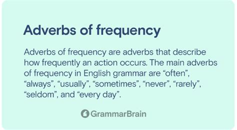 Adverbs Of Frequency Definition Examples Word List Grammarbrain