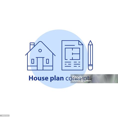 인테리어 및 리 모델링 집 계획 서비스 주거 건물 혁신 개념 청사진 및 연필 벡터 아이콘 Draft Sports에 대한 스톡 벡터 아트 및 기타 이미지 Istock