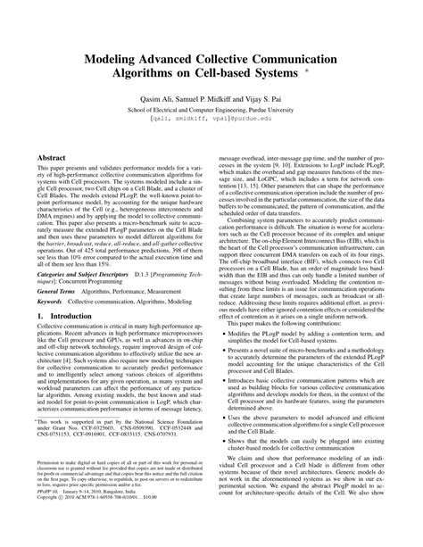 Pdf Modeling Advanced Collective Communication Algorithms On Cell