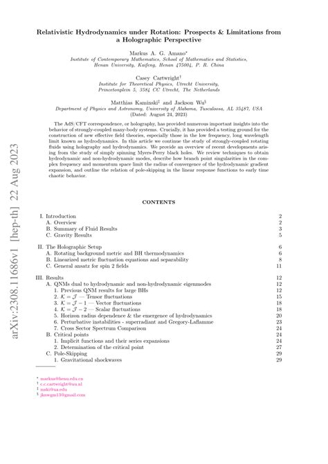 Pdf Relativistic Hydrodynamics Under Rotation Prospects And Limitations From A Holographic