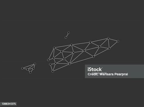 티모르 레스테 맵 포인트는 검은색 배경에 비늘을 가늘게 뜨고 있습니다 와이어 프레임 다각형 네트워크 화이트 라인 도트 및 그림자 점 검은색에 대한 스톡 벡터 아트 및 기타