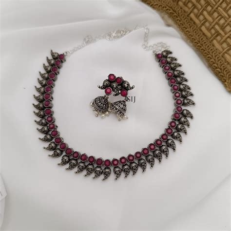 Artificial Mango Design Necklace South India Jewels