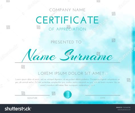 Feminine Modern Certificate Design Fresh Light Stock Vector Royalty Free Shutterstock