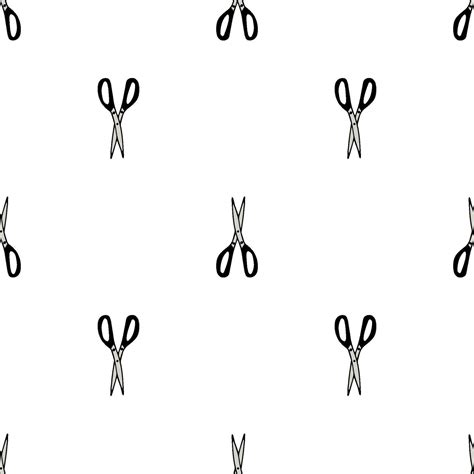 Scissor Seamless Pattern Hand Drawn Professional Pair Of Scissors Cutting Hair Craft And