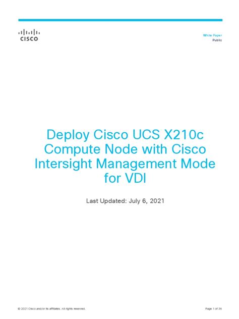 Deploy Cisco Ucs X210c Compute Node With Cisco Intersight Management Mode For Vdi Pdf