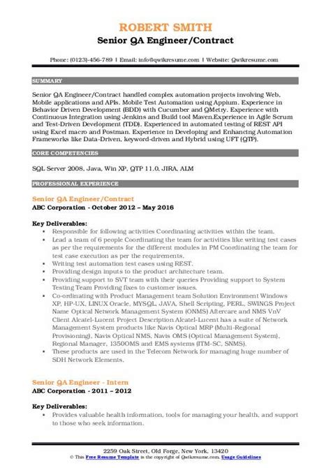 10 senior qa engineer resume samples and templates for 2025
