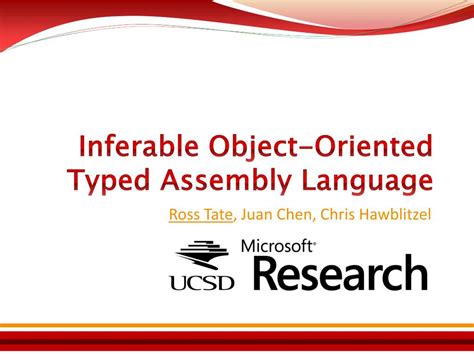 Ppt Inferable Object Oriented Typed Assembly Language Powerpoint Presentation Id2389251 Ppt Inferable Object Oriented Typed Assembly Language Powerpoint Presentation Id2389251