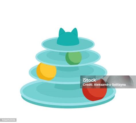 고양이 장난감 공이 있는 나무 수준의 타워 트랙 플랫 만화 벡터 0명에 대한 스톡 벡터 아트 및 기타 이미지 0명 고양이 새끼 구 Istock