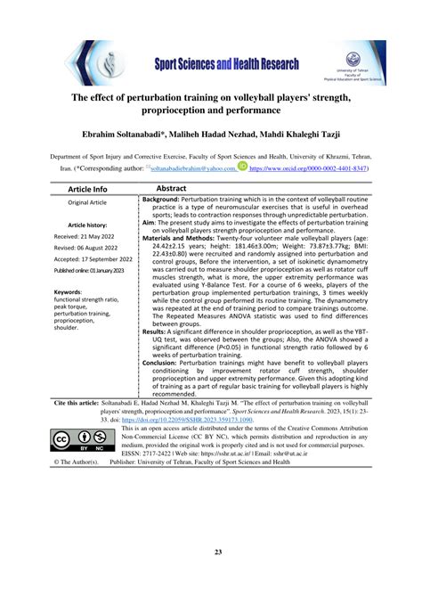Pdf The Effect Of Perturbation Training On Volleyball Players Strength Proprioception And