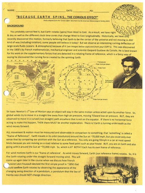 Because Earth Spins The Coriolis Effect Lab Pdf