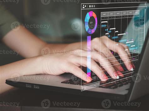 Female Analyst Working With Business Analytics Managing Reports With KPIs And Database