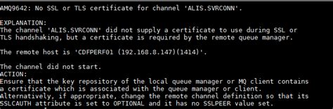 ssl certificate connecting to a remote queue manager from an aix