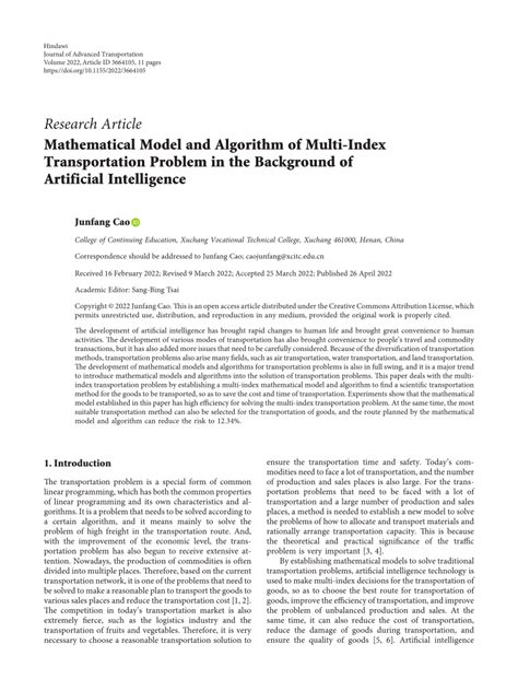 pdf mathematical model and algorithm of multi index transportation problem in the background