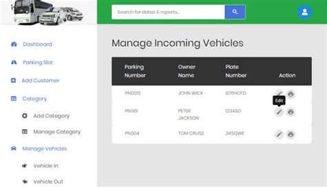 Car Parking System In Php Mysql And Bootstrap