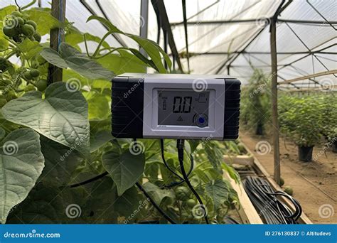 Iot Sensor Measuring Temperature And Humidity In Greenhouse Stock Illustration Illustration