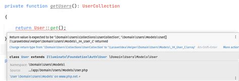 [bug] return type for model specific collection · issue 659 · laravel