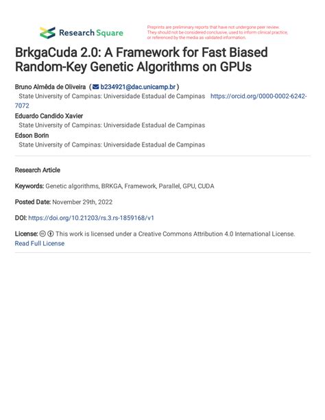 Pdf Brkgacuda 20 A Framework For Fast Biased Random Key Genetic