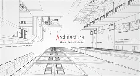Architecture Line Background Building Construction Sketch Vector Abstract Modern City 3d
