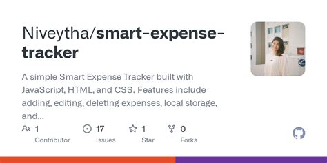 Github Niveythasmart Expense Tracker A Simple Smart Expense Tracker Built With Javascript