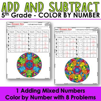 Adding And Subtracting Mixed Numbers With Unlike Denominators Coloring Worksheet