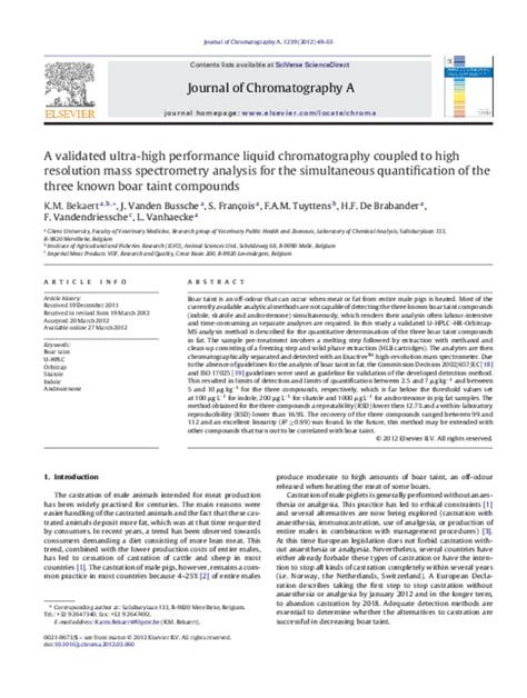 Pdf A Validated Ultra High Performance Liquid Chromatography Coupled To High Resolution Mass
