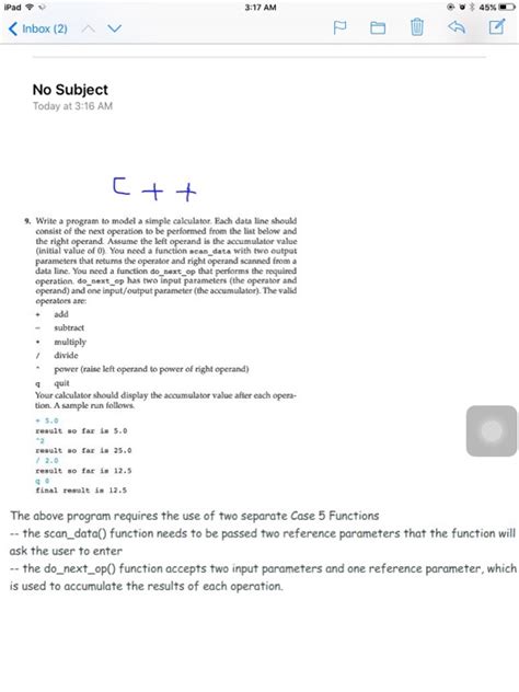 Solved Write A Program To Model A Simple Calculator Each Chegg Com
