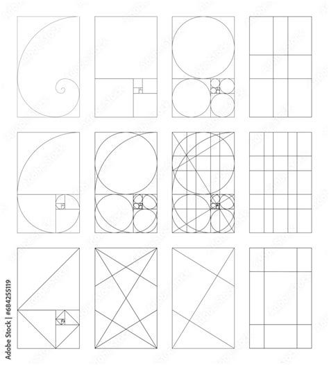 Set Of Golden Ratio Method Golden Sections Fibonacci Array And