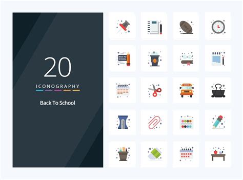 20 Back To School Flat Color Icon For Presentation 18672918 Vector Art At Vecteezy
