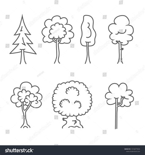 Tree Icons Vector Doodle Trees Symbols Stock Vector Royalty Free 1316077634 Shutterstock
