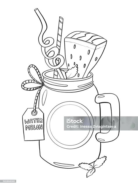 등고선 그림 만화 스타일 음료 칵테일 여름 레모네이드 항아리에 수박 장소 비문 메뉴 로고 디자인 요소 색칠 페이지 장식 0명에 대한 스톡 벡터 아트 및 기타 이미지 Istock